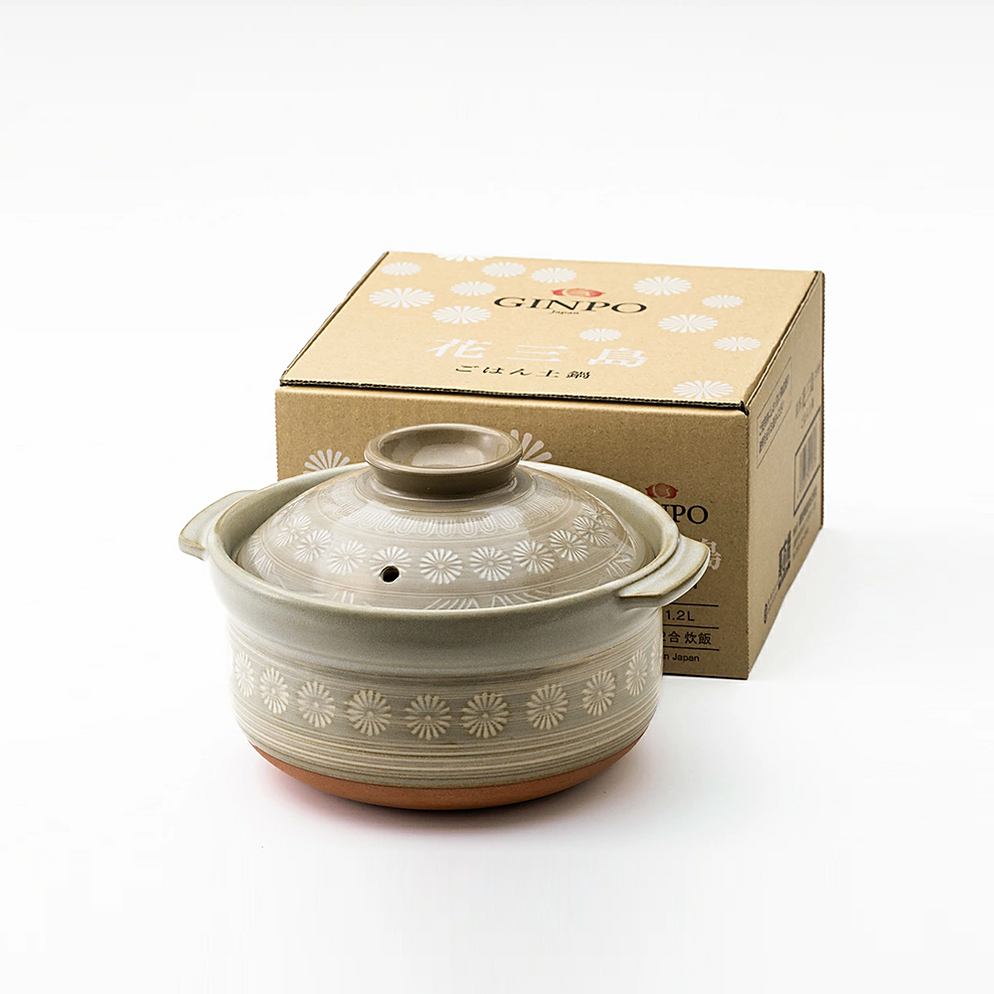 Ginpo Hana Mishima Single-Lid Donabe Rice Pot - 2 Cups