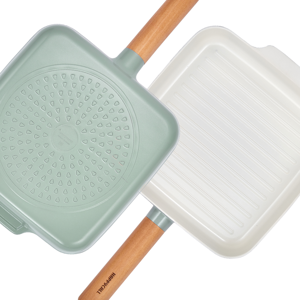 Happycall Zium Ceramic Nonstick Induction Grill Pan - 22cm - Sage Gree