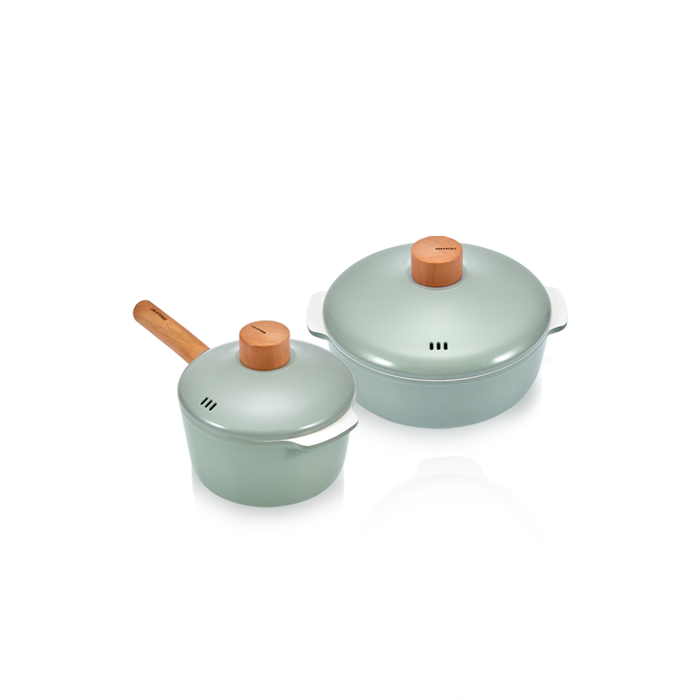 Happycall Zium Ceramic Nonstick Induction Pot Set - 18cm & 24cm - 4-Pi ...