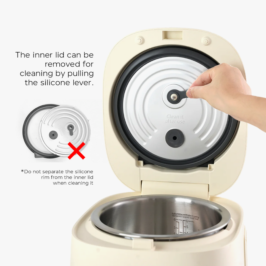 Hoper Layer Stainless Steel Rice Cooker - 6 Cups