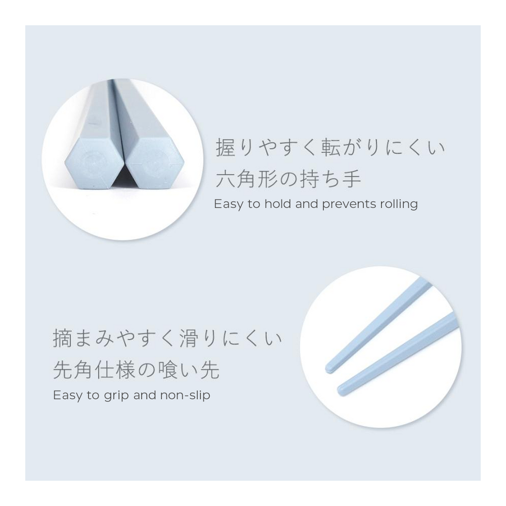 Antibacterial Chopsticks & Spoon Combo Set - 21cm & 19cm - Blue