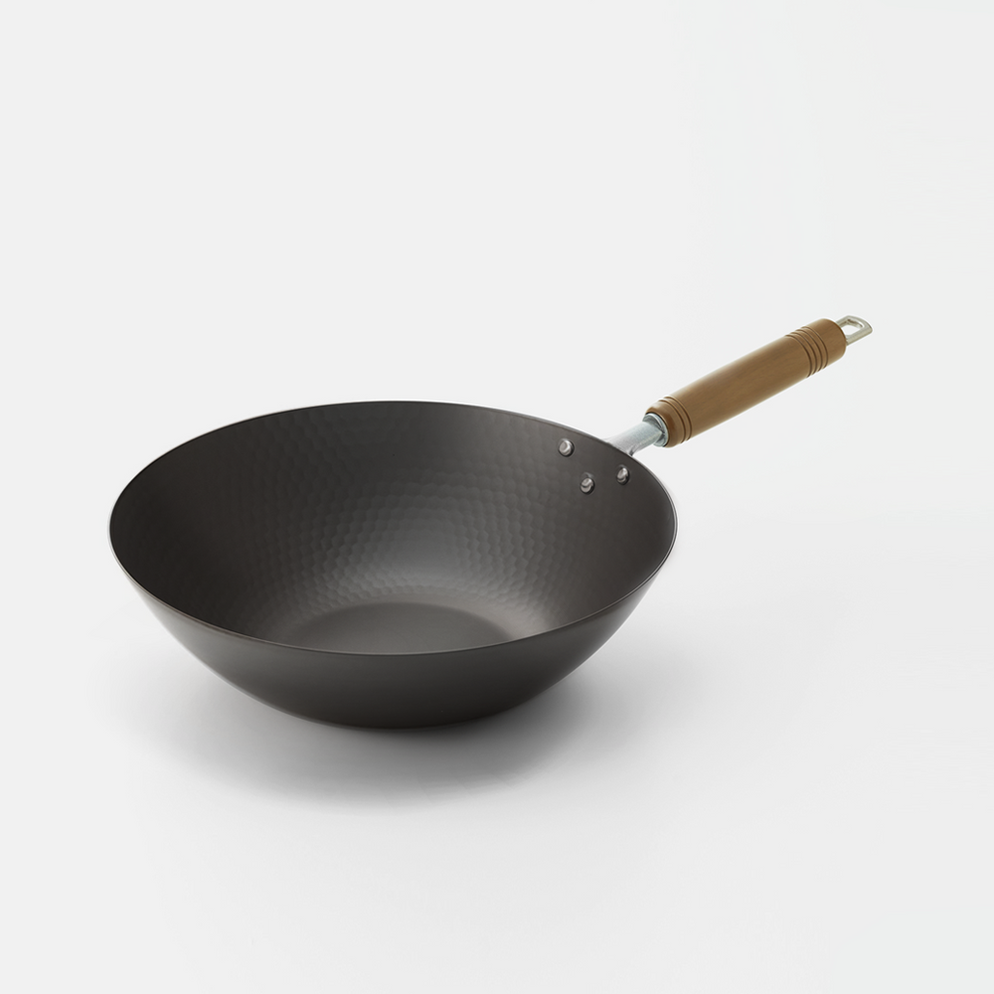Tsubame Sanjo Hammered Style Nitrided Carbon Steel Induction Wok - 30c ...
