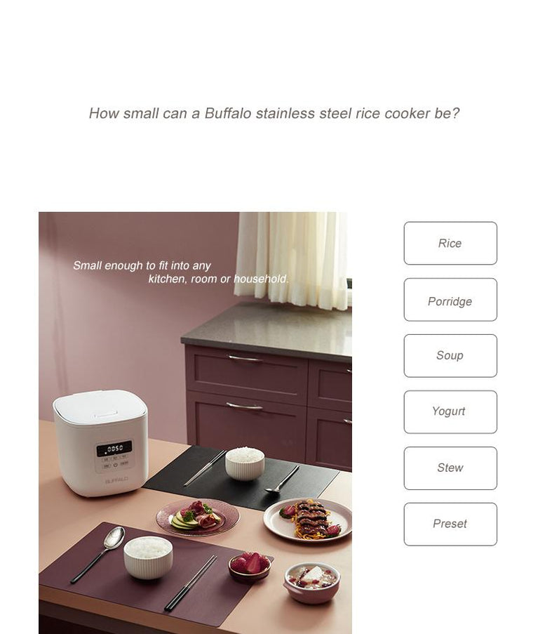 Buffalo Stainless Steel Mini Smart Rice Cooker (3 cups) | AfterPay