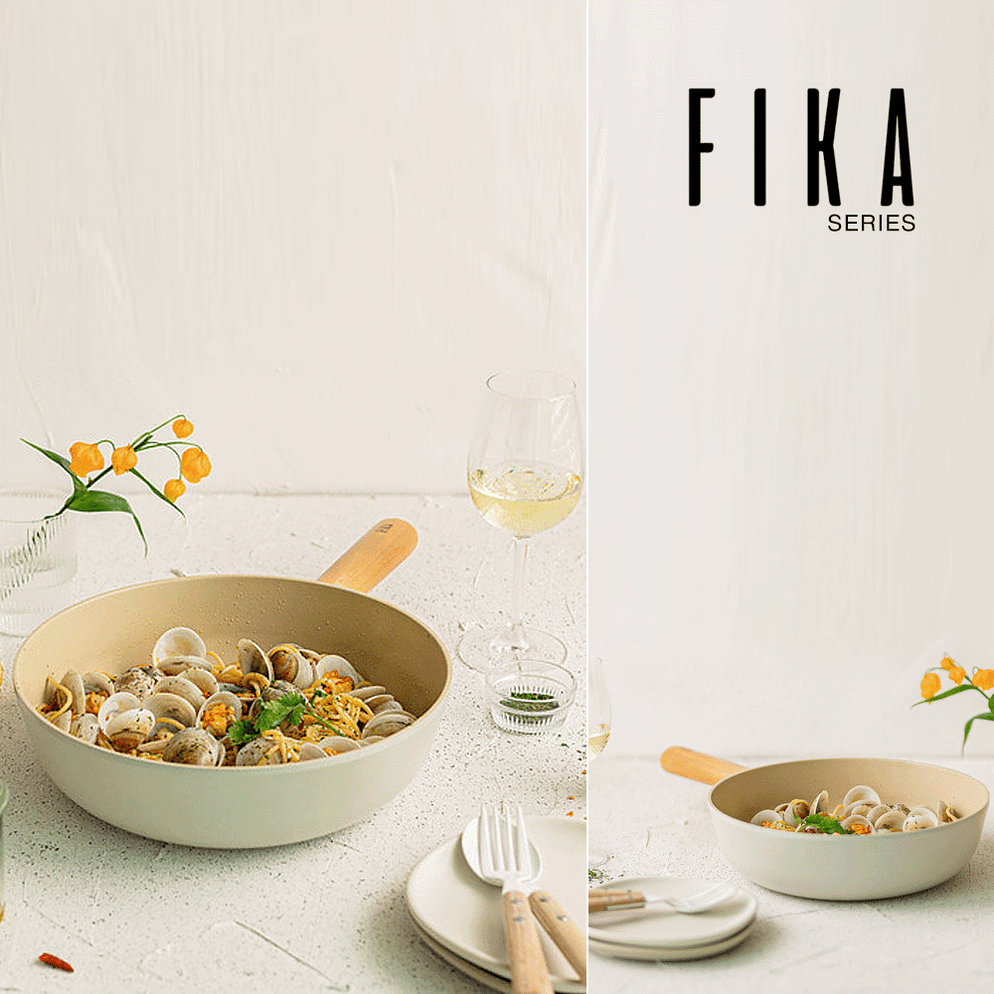 Neoflam Fika Ceramic Nonstick Induction Wok with Lid - 30cm