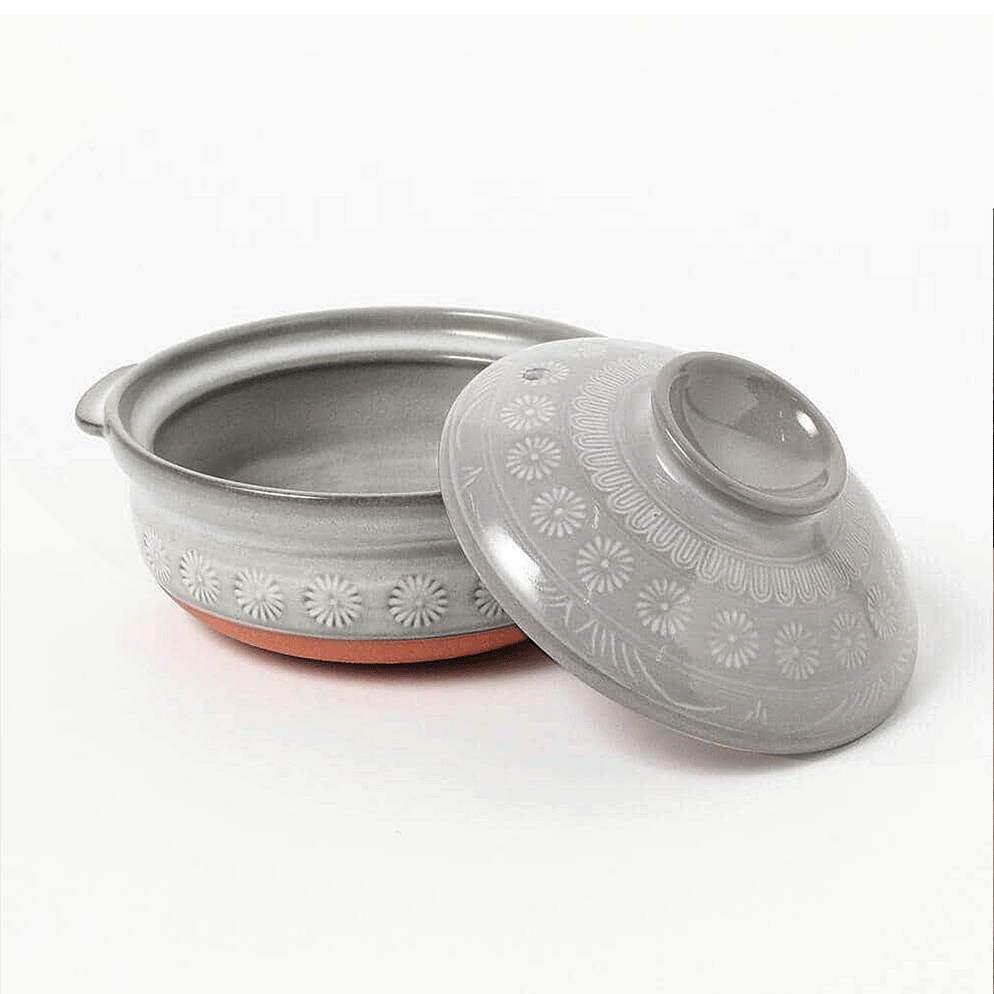Ginpo Hana Mishima Donabe Japanese Clay Pot 22cm (Size 7)